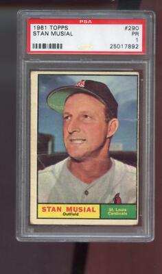 1961 Topps #290 Stan Musial PSA 1 Graded Baseball Card MLB St. Louis ...