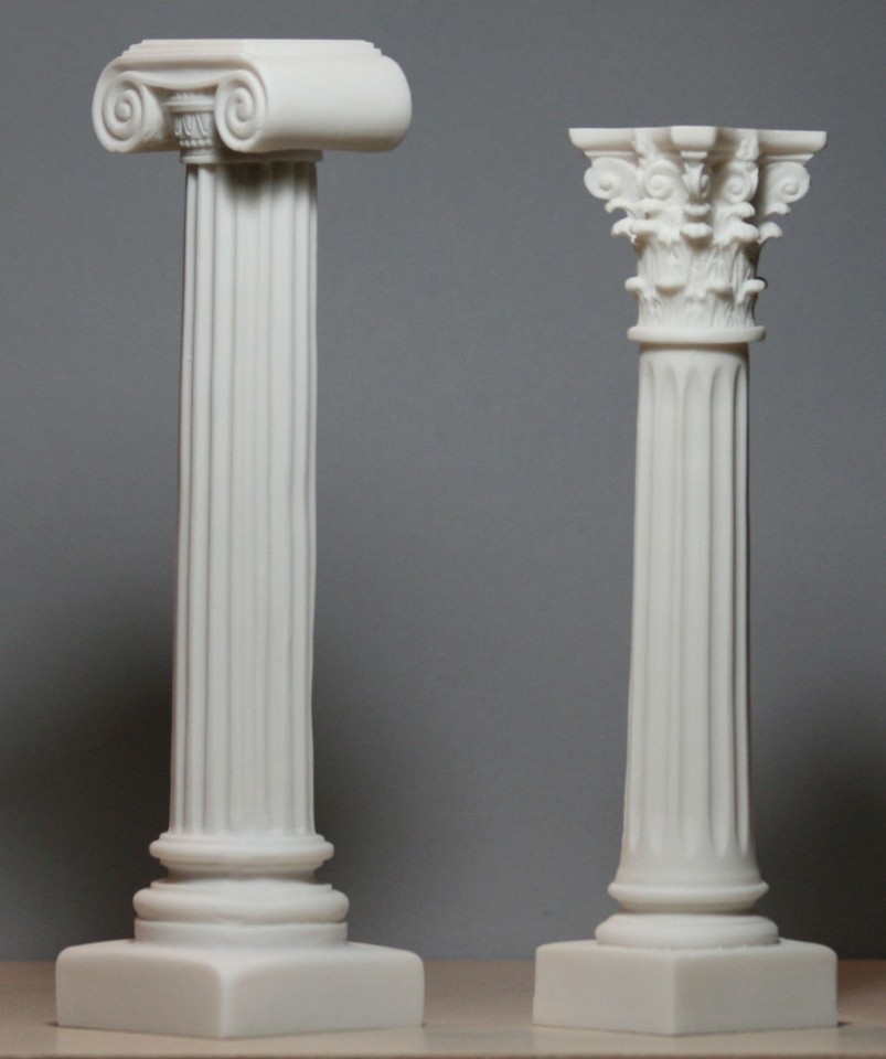 Set 2 Greek Columns Ionic & Corinthian style Pillar Pedestal Decor ...