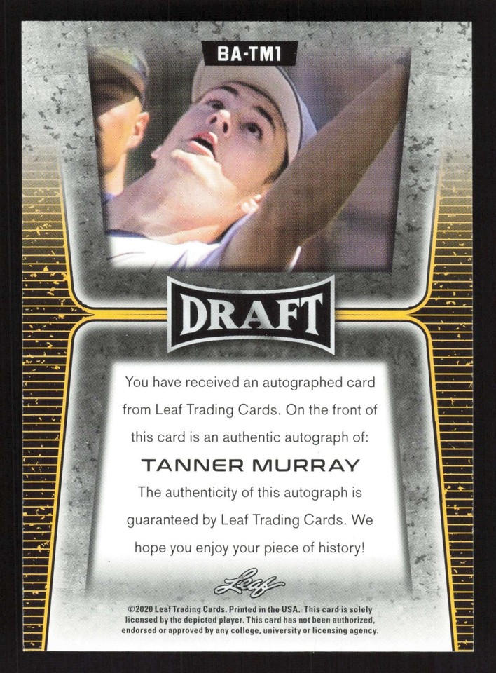 Tanner Murray 2020 Leaf Draft Auto Prospect Autograph b {0825 | eBay