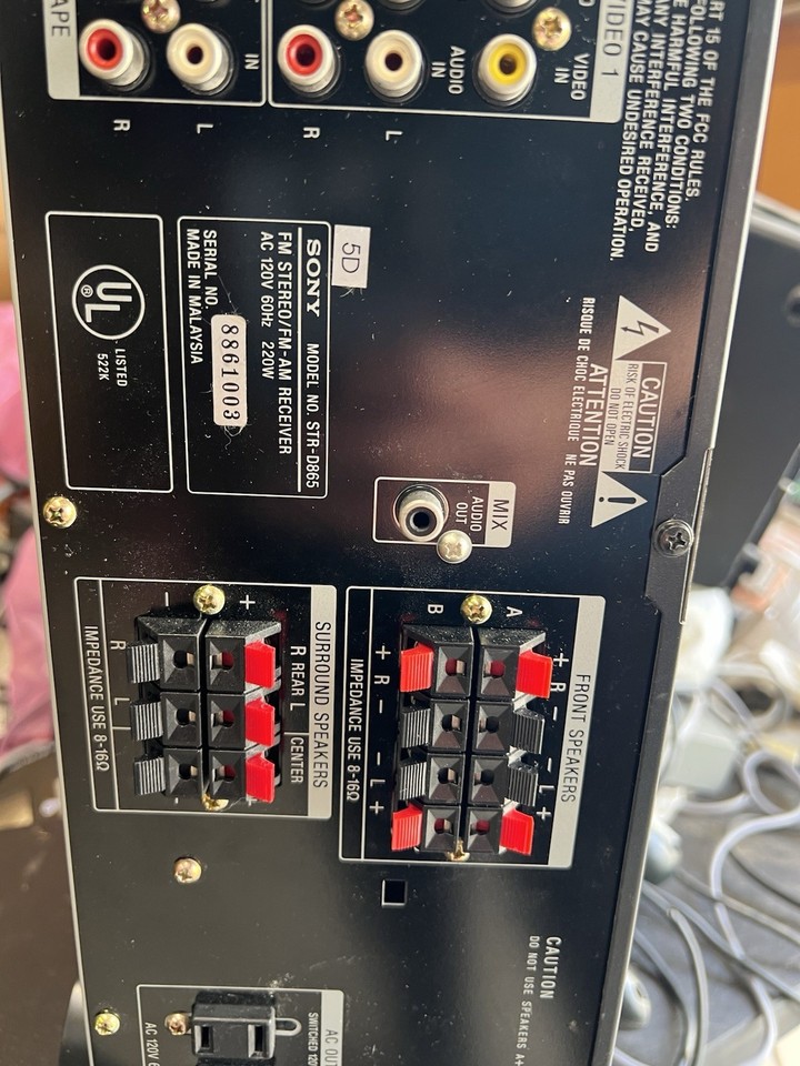 Sony STR-D865 Black Audio/Video Control FM/AM Stereo Digital Receiver ...