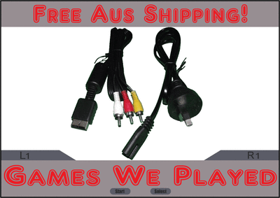 Playstation 1 PS1 Aftermarket AV Cables and Power Cord Lead *Brand New ...
