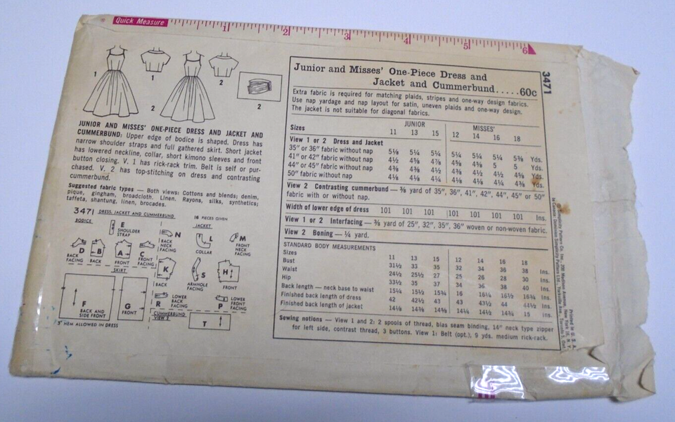 VNG 1950s Simplicity 3471 Miss Rockabilly Dress Bolero Size 12, B32 195 ...