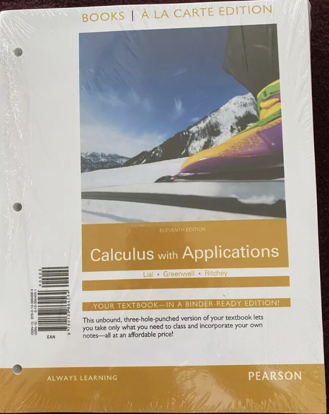 Calculus with Applications Books a la Carte Edition by Margaret L. Lial ...