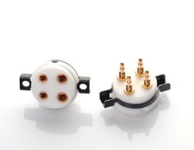 2pcs CMC 4Pin teflon Vacuum Tube Socket 2A3 300A 300B 801 811 UX4 Gold ...