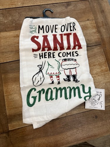 Primitives by Kathy Glitter Kitchen Towel Move Over Santa Here Comes ...