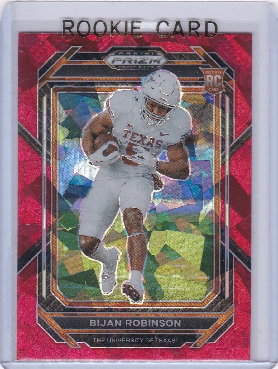 BIJAN ROBINSON ROOKIE CARD 2023 Texas Football RARE RED CRACKED ICE ...