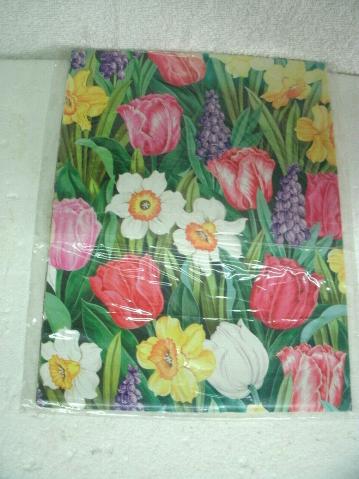 Vtg WRAPPING PAPER--Gift Wrap----Carlton *Tulips/Daffodils*-- 1980-90's ...