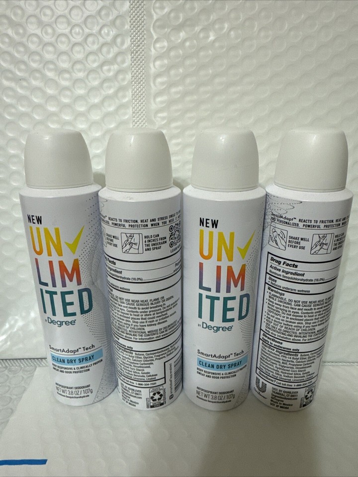 4x DEGREE UNLIMITED CLEAN DRY SPRAY ANTIPERSPIRANT DEODORANT Exp5/25 | eBay