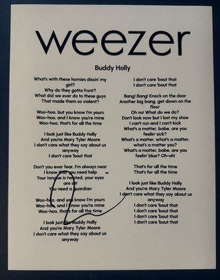 RIVERS CUOMO SIGNED LYRIC SHEET WEEZER SINGER BUDDY HOLLY AUTOGRAPH COA ...