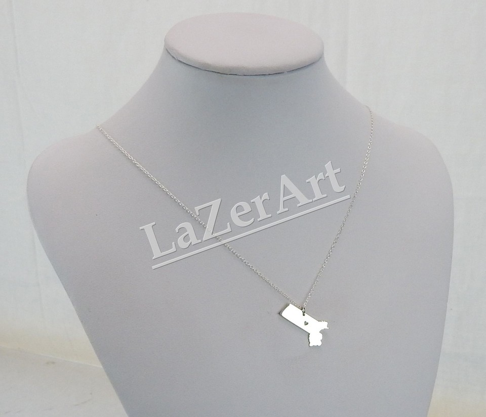 Massachusetts Necklace - Sterling Silver Jewelry - Gold - Rose Gold ...