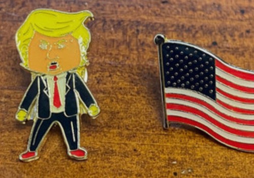 Happy Trump Enamel Pin with USA Flag Pin, 14 sets available FREE ...