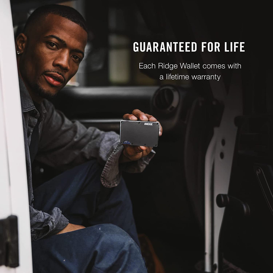 Ridge Minimalist Slim Wallet Men RFID Front Pocket Card Holder Metal ...