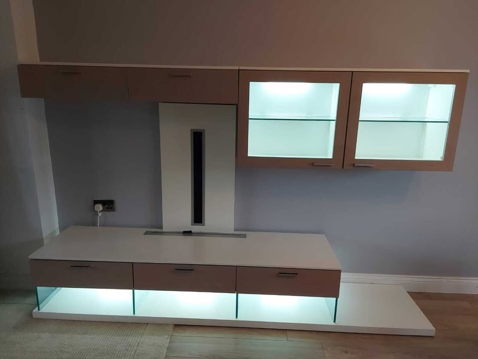 Natuzzi low tv cabinet and matching wall display cabinet & 2 drawer ...