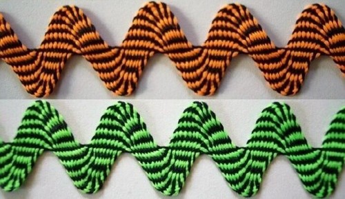 5 Yds. Black/Neon Orange or Neon Green 7/8" Polyester Rick Rack/Ric Rac ...