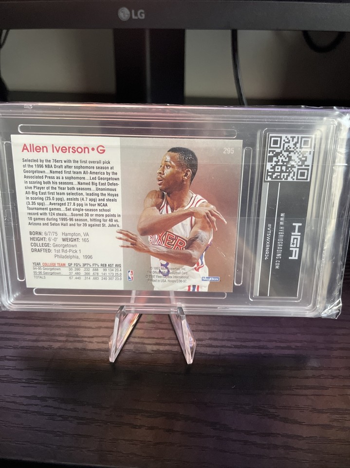 1996-97 Hoops #295 Allen Iverson (RC) HGA 8.5 | eBay