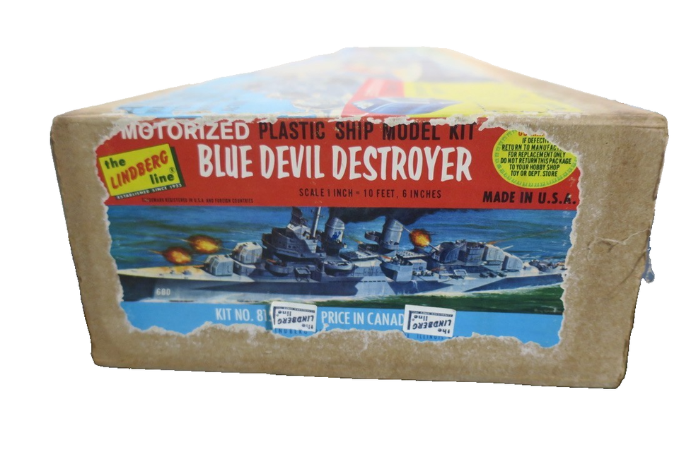 Vintage Lindberg Blue Devil WWII Navy Destroyer Motorized Model Kit 1: ...