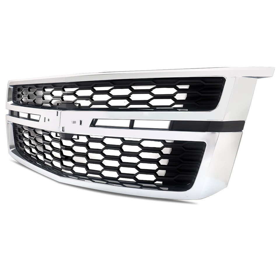 For 2015-2020 Chevrolet Tahoe Suburban Front Upper Grille Chrome&Black ...