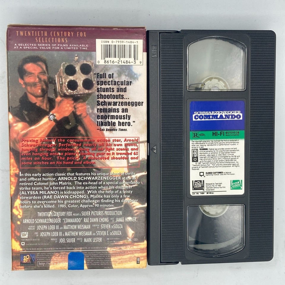 Commando (1985), VHS Movie, Fox Video "Selections" (1997) M. Lester ...