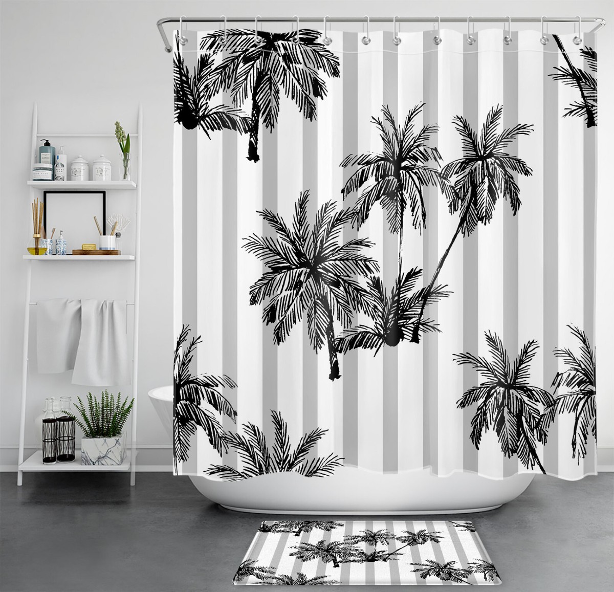 Palm Tree Bathroom Set Cheap 4pcs Summer Beach Shower Curtain Bathroom
