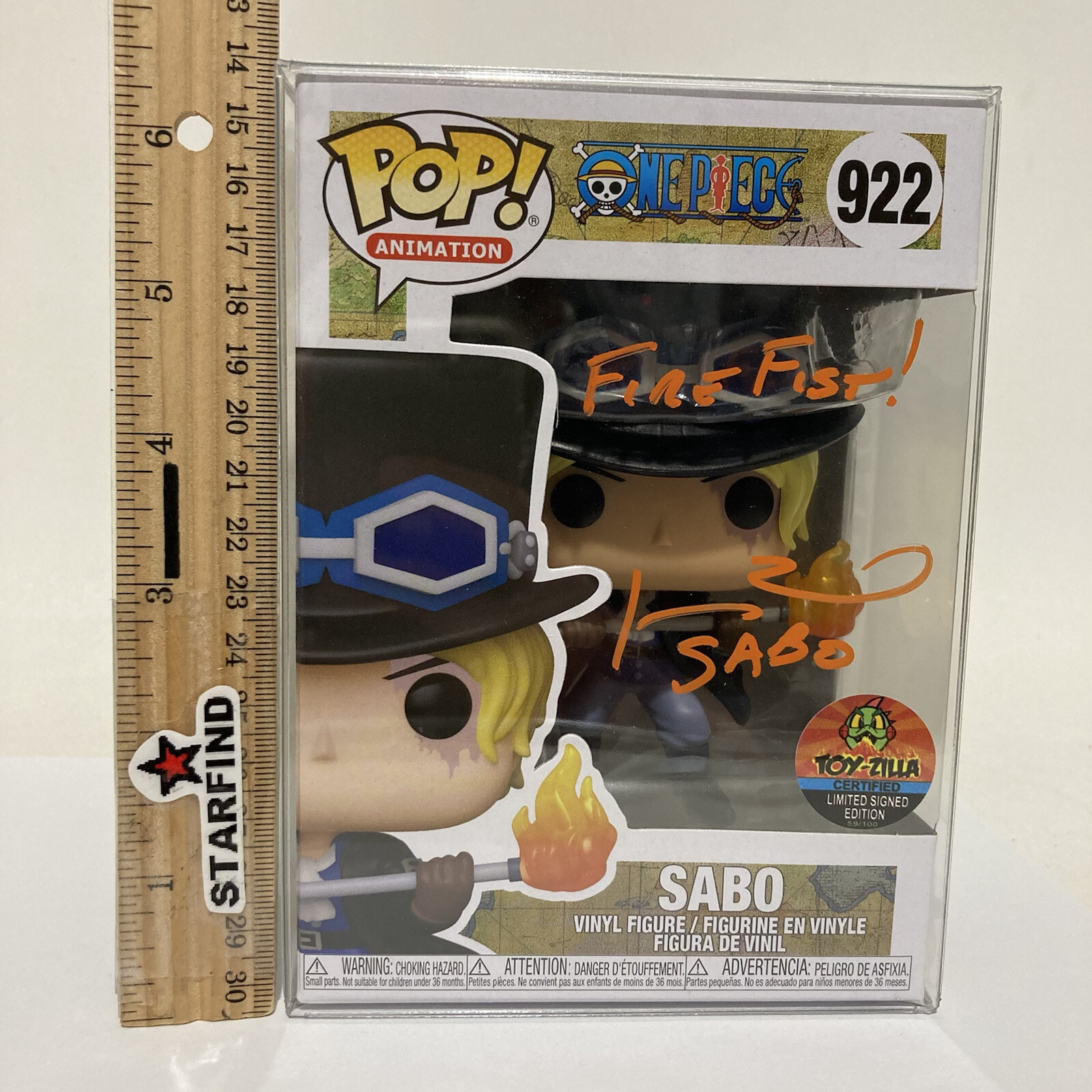 Sabo Funko Pop 922 One Piece Signed Johnny Yong Bosch COA Vinyl Figure ...