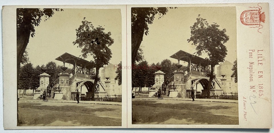Frankreich Lille Brücke Napoleon 1865 Foto Stereo Faure Vintage Albumin ...