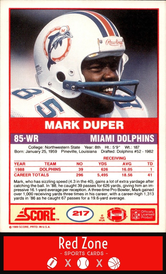 1989 Score - #217 Mark Duper NM/NM+ | eBay