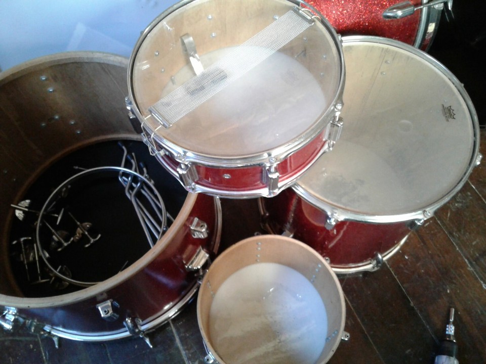 MIJ Drum Set 4 PC Vintage 60s Red Sparkle Japan 3Ply Shells | eBay