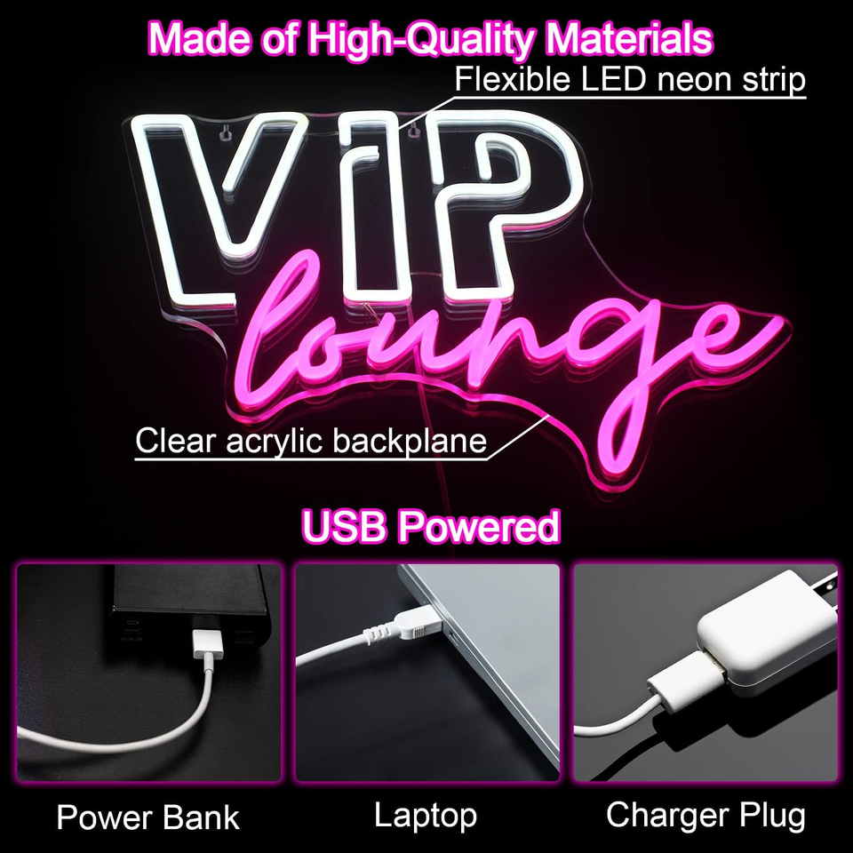 VIP Lounge Neon Signs for Wall Decor, VIP Neon Lights Signs for Room ...