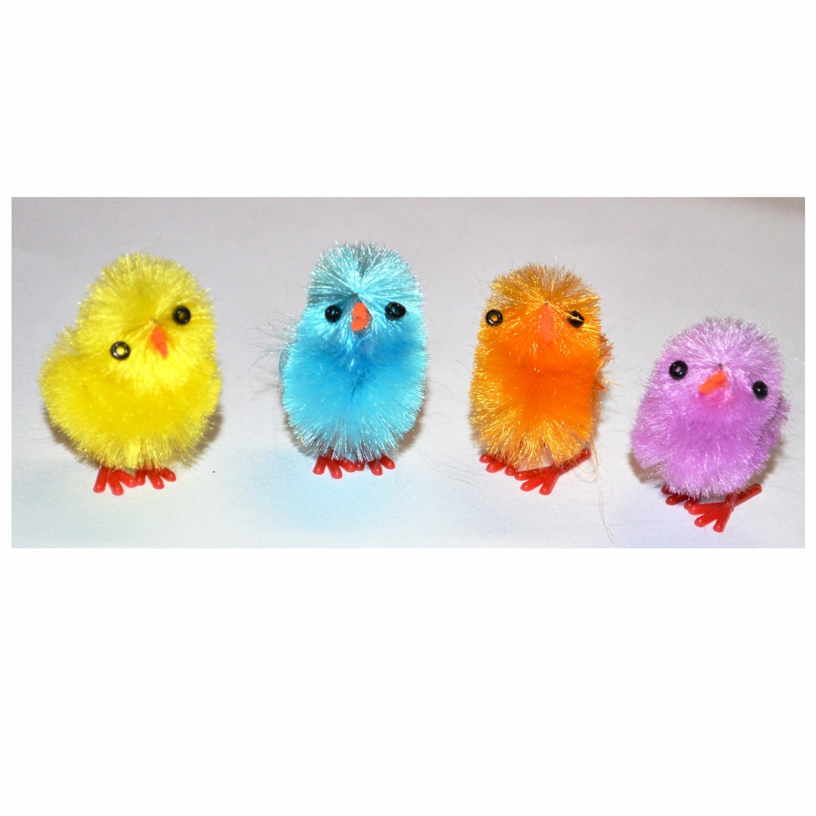 12 X Mini Fluffy Multicoloured Chenille Easter Chicks Small Party ...