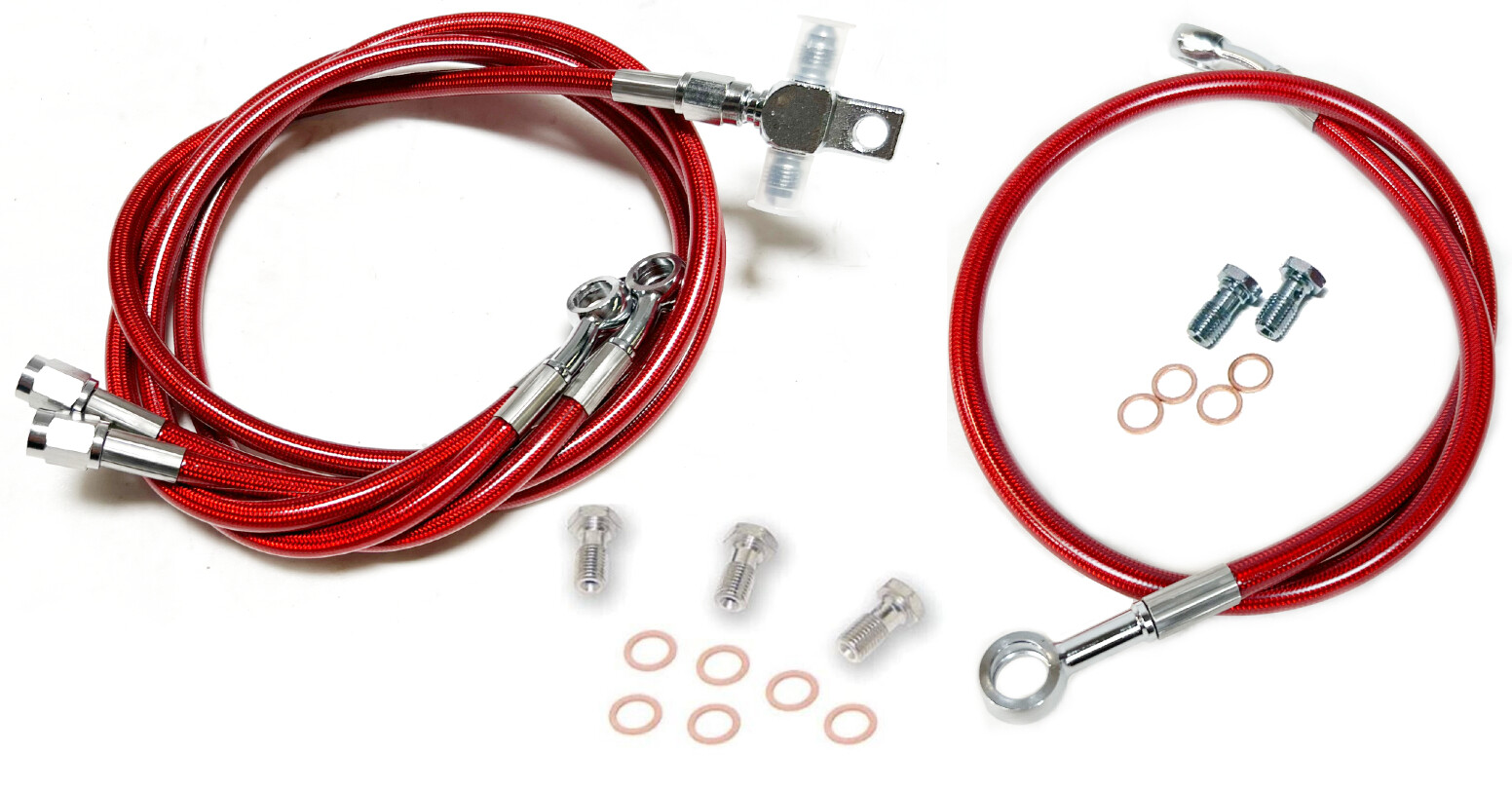 Streamline Steel Braided Brake Lines Red +3" Front +0" Rear Honda TRX ...