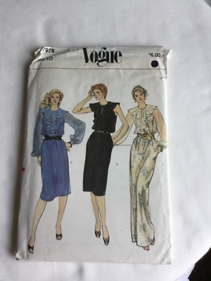 Vtg Womens Pattern Vogue #7978 Size 10 Misses Dress | eBay