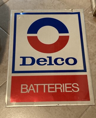 Vintage Original Delco Batteries Metal Sign GM Chevy 24x17.75 | eBay