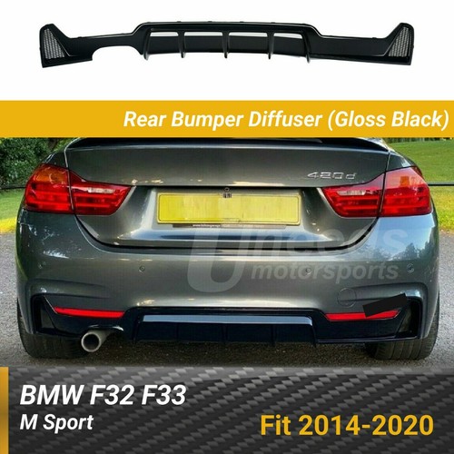 For 14-20 F32 BMW 435i 440i MP Style Gloss Black Rear Bumper Diffuser ...