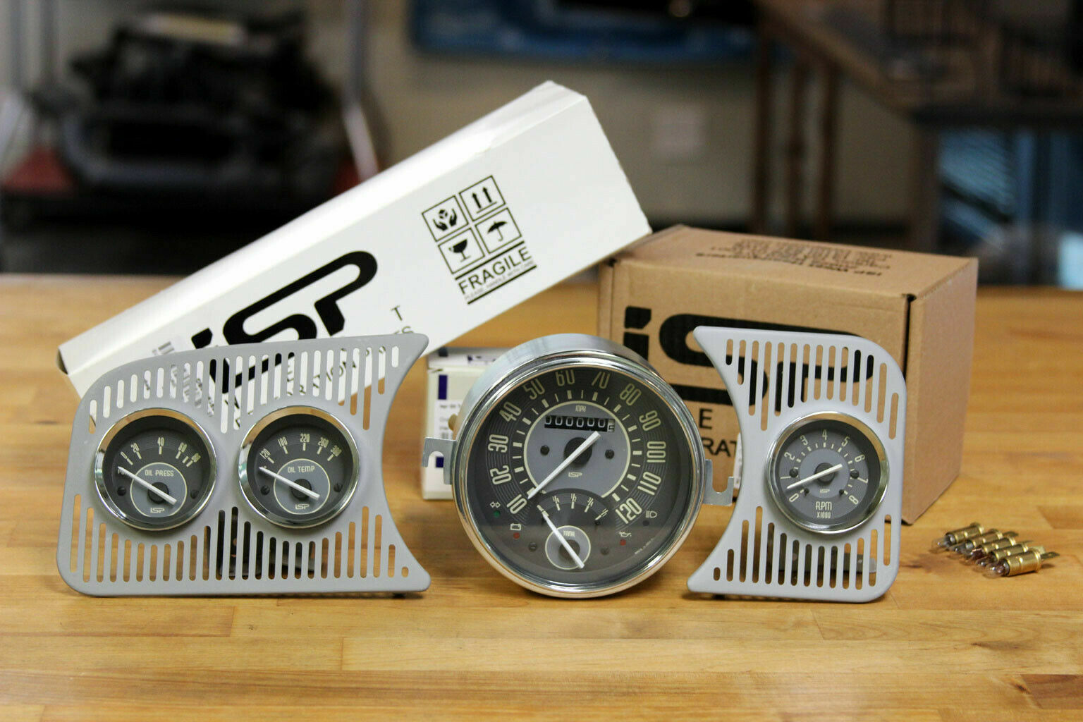VW TYPE 1 BUG ISP GAUGE SET 120MPH SPEEDO w/GAS TACH OIL PRESSURE OIL ...