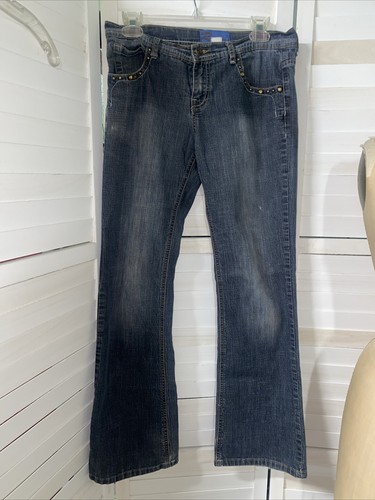 Rustic Jeans Blue Denim Low Rise Boot Flare Jeans Embroidered Bling ...