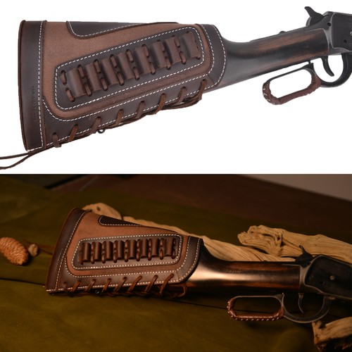 Leather Rifle Buttstock Gun Shell Cartridge Holder .357 .308 .22LR 12GA ...