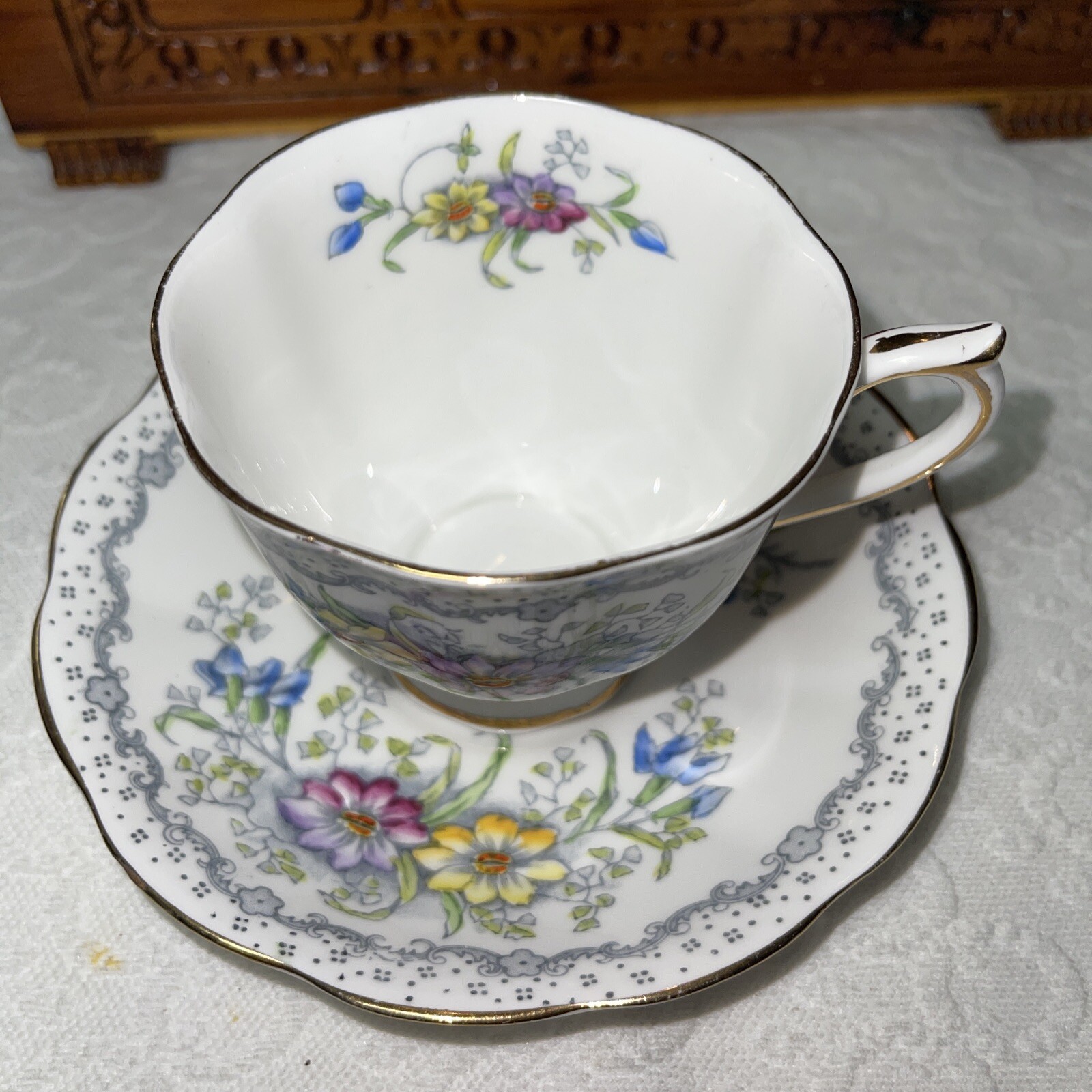 Vintage Antique Royal Albert GEM Floral Flowers Tea Cup & Saucer Set ...