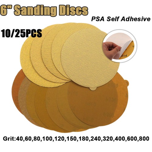 10/25PCS 6" PSA Self Adhesive Sanding Discs Sticky Backed Sandpaper 40 ...