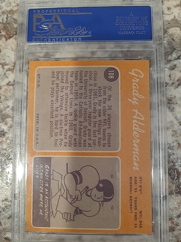 1970 Topps #108 Grady Alderman PSA 8 Minnesota Vikings | eBay