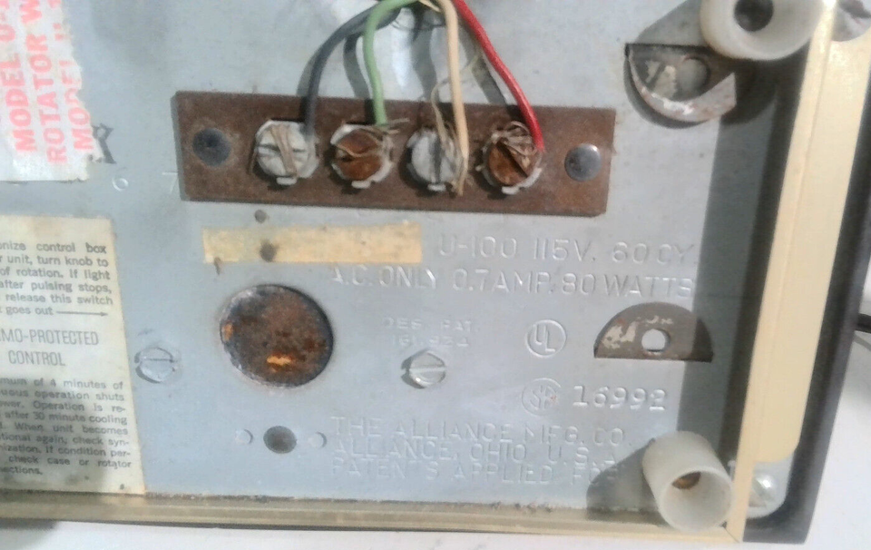 VINTAGE Alliance TENNA ROTOR Antenna Rotator/Turner/Motor Model U-100 ...
