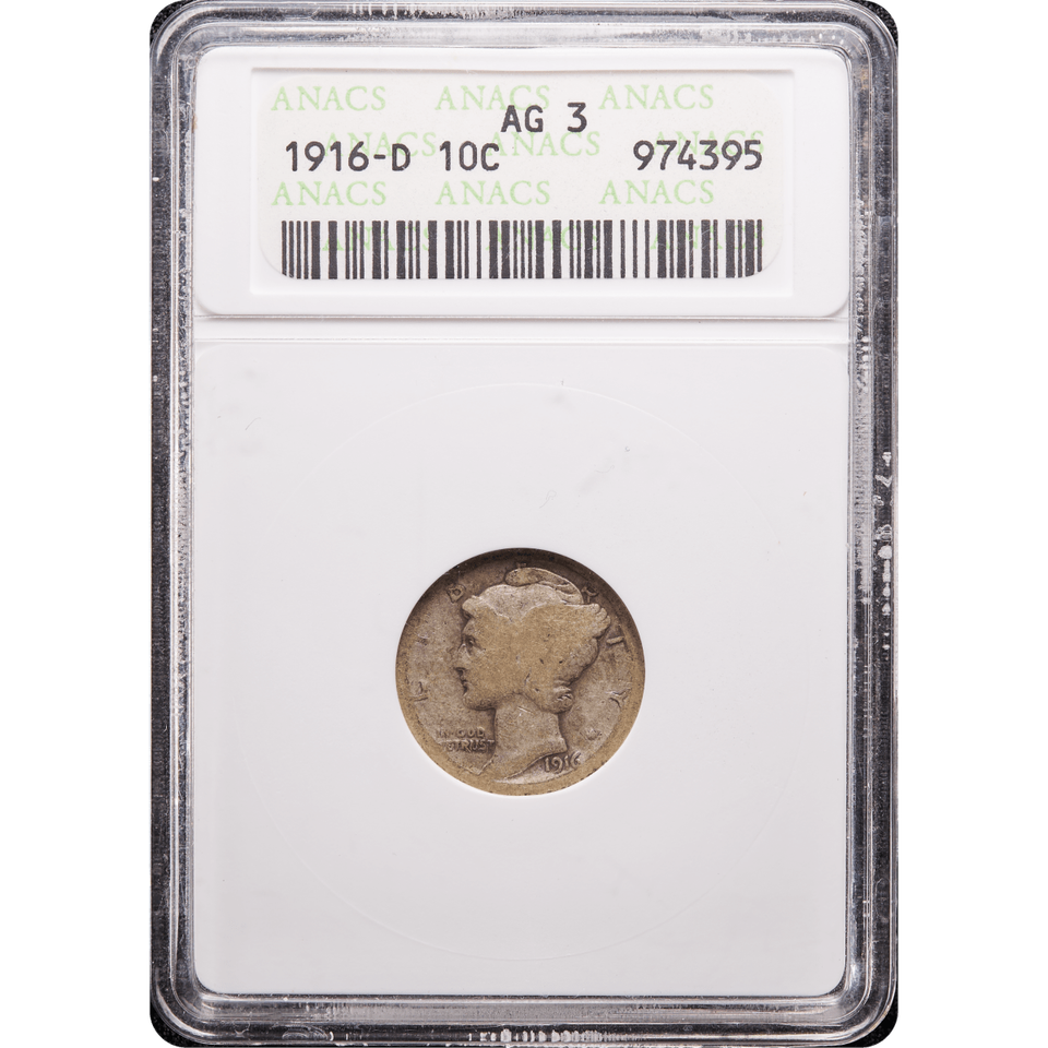 1916-D Mercury Dime 10c ANACS AG3 | eBay