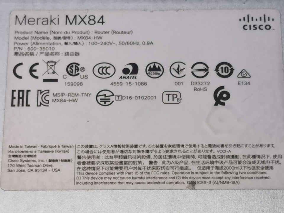 Cisco Meraki MX84 Cloud Security Appliance MX84-HW | eBay