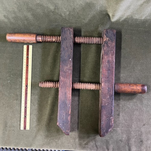 Vintage USA Adjustable Hand Screw Wood Clamps Unbranded - Wood Threads ...