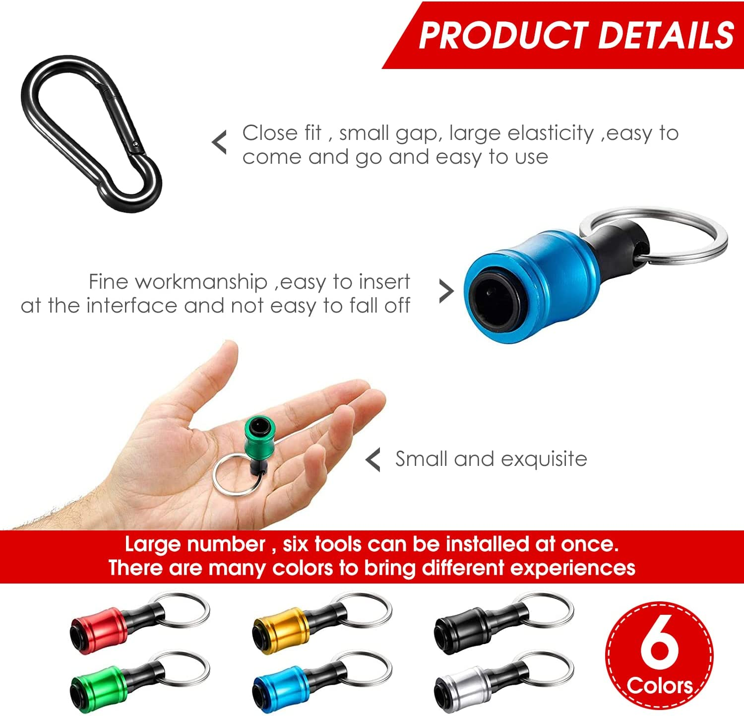 Hex Shank Screwdriver Bits Holder Keychain, 6IN1 Aluminum Alloy Drill ...