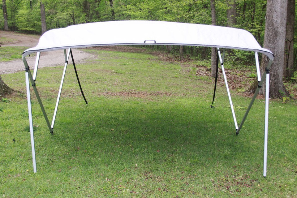 NEW VORTEX SQUARE TUBE FRAME 4 BOW PONTOON/DECK BOAT BIMINI TOP 8' GREY ...