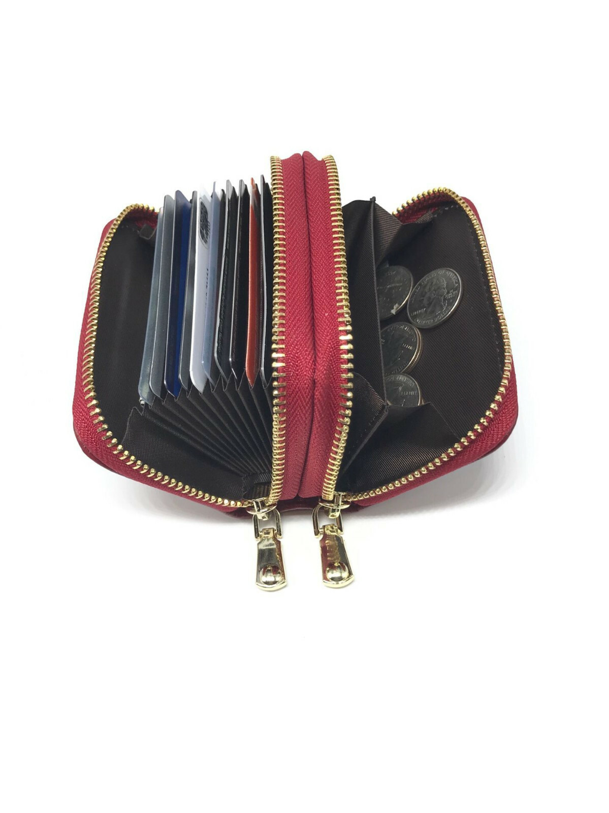 RFID Blocking Security Leather Zip Case Credit Card Holder Walle-Drak ...