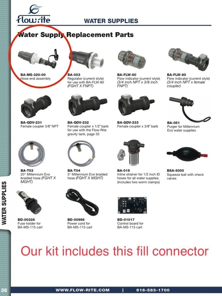 36V Forklift Flow-Rite Battery Watering System & Fill connector BK-1C0 ...