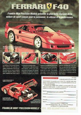Publicité Advertising 087 1992 la Ferrari F40 Franklin Mint précision ...