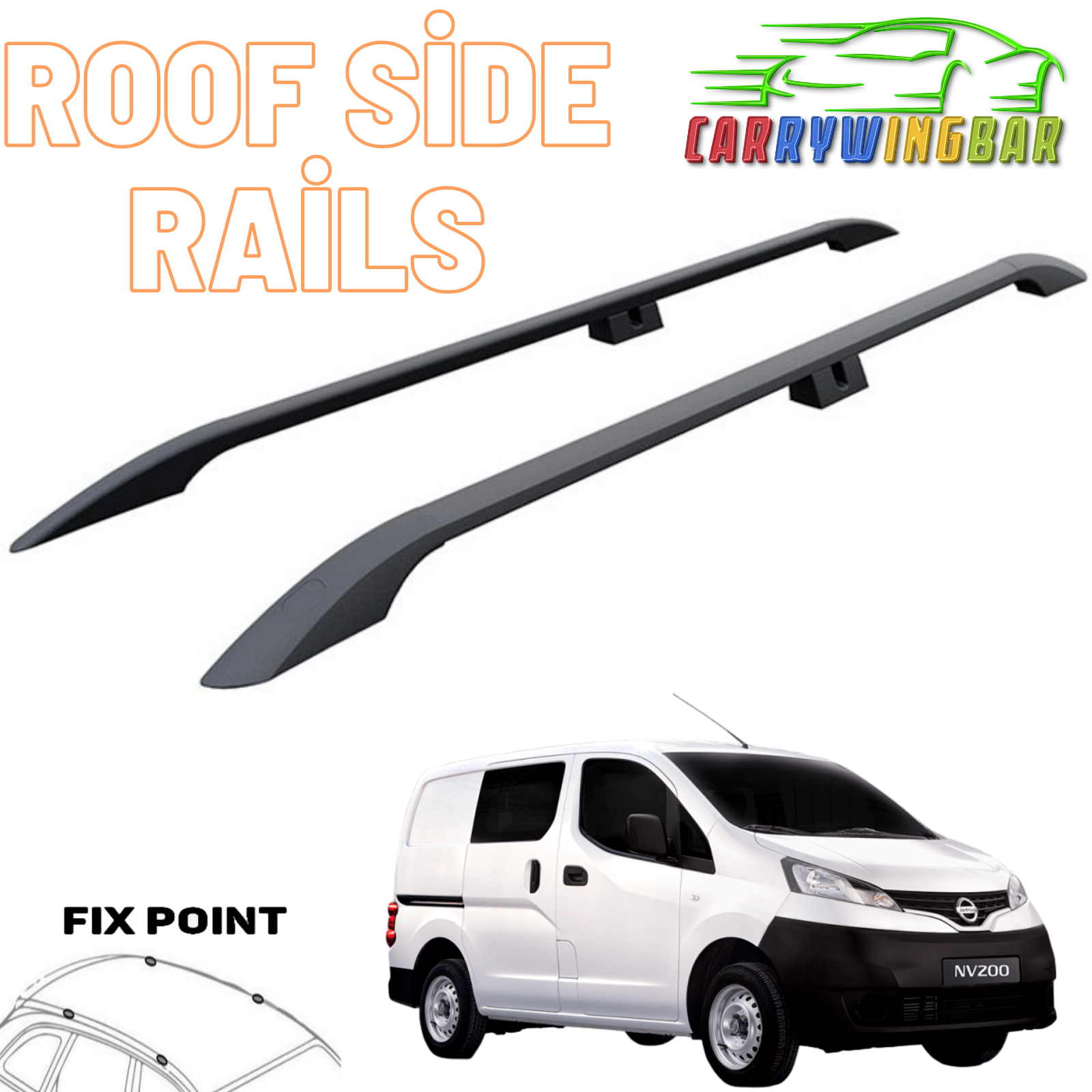 Roof Racks Side Rails Bars Black Color 2Pcs For NISSAN NV200 2009-2021 ...
