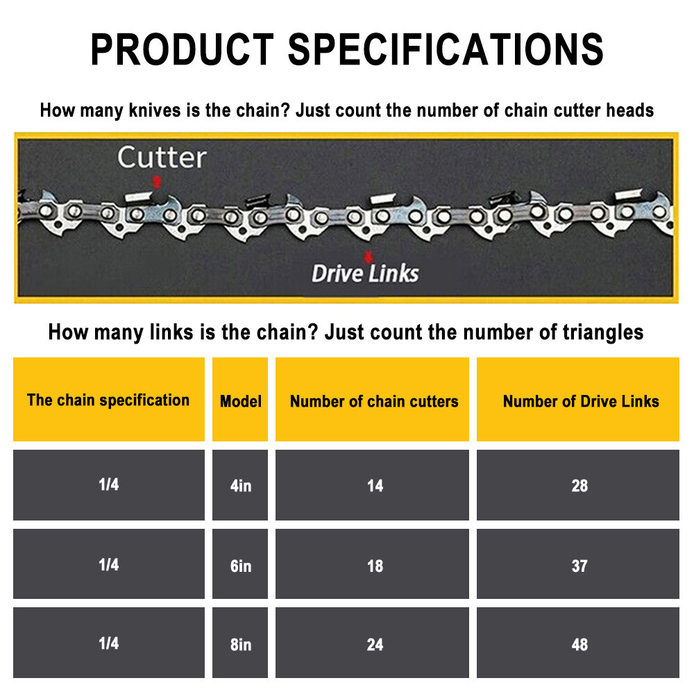 4/6/8" ChainSaw Chain Replacement Guide Plate For Mini Electric Chain ...